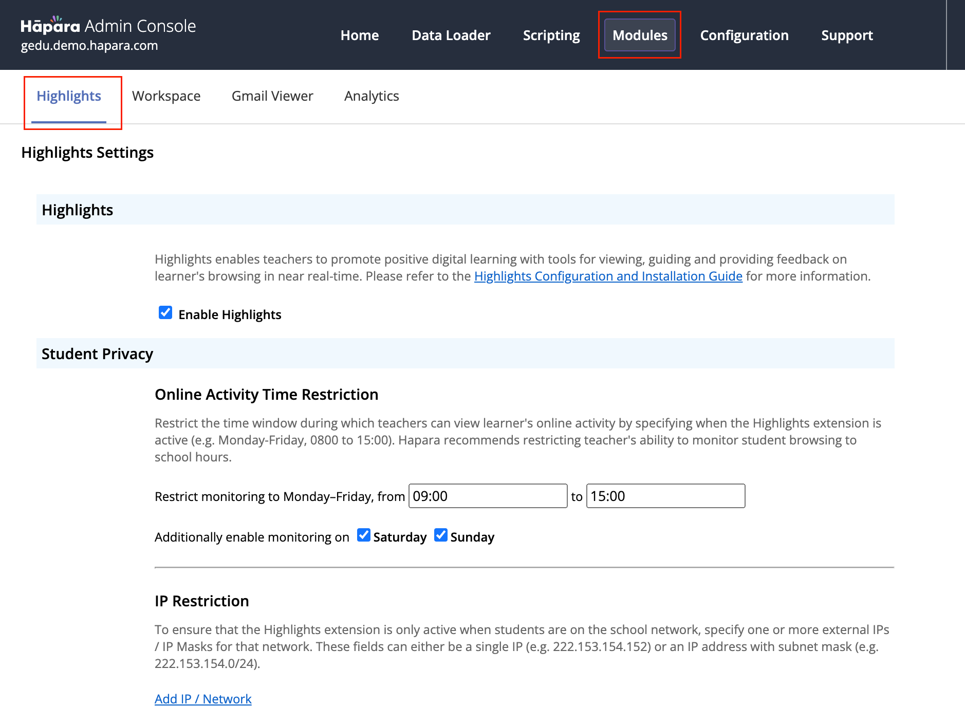 Enabling Highlights – Hapara Support