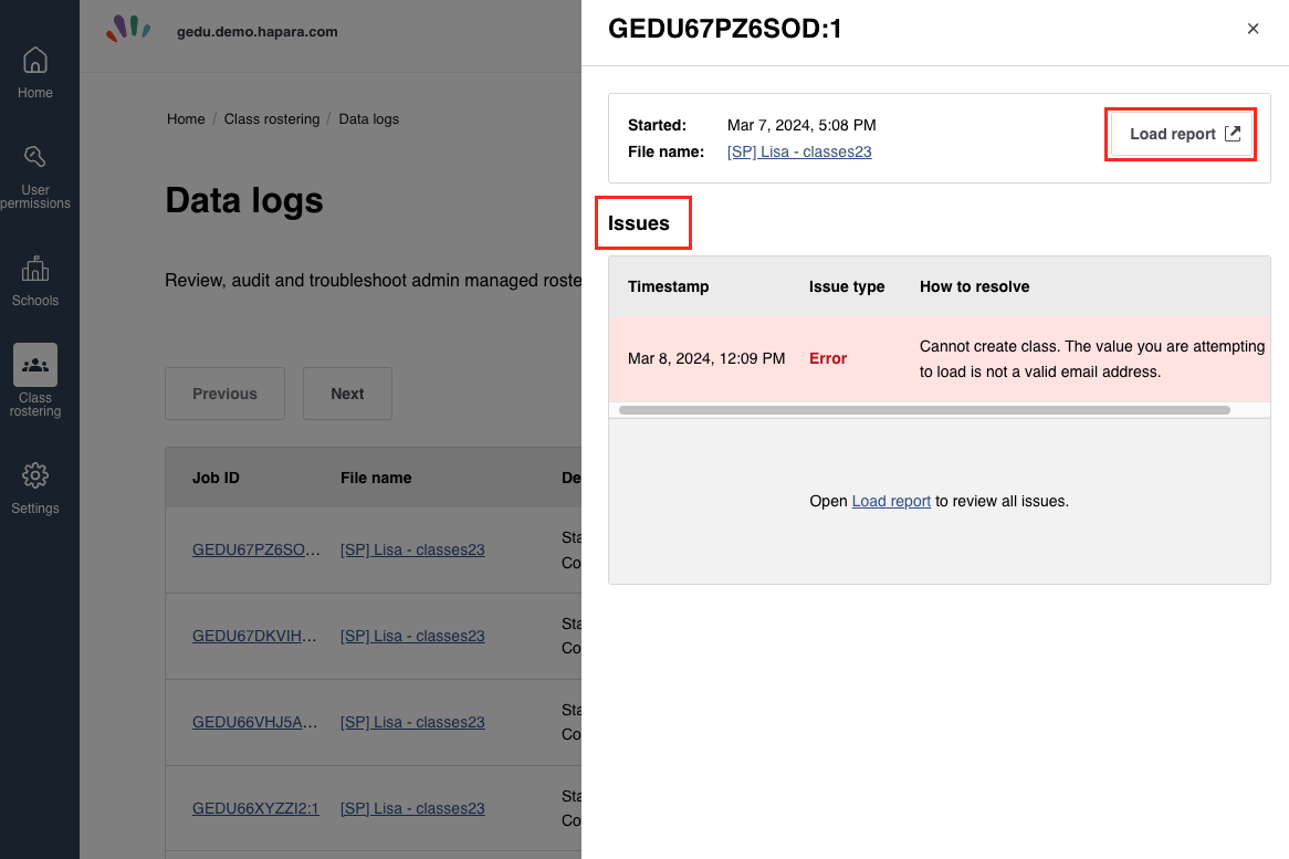 Class Rostering - Bulk rostering history – Hapara Support