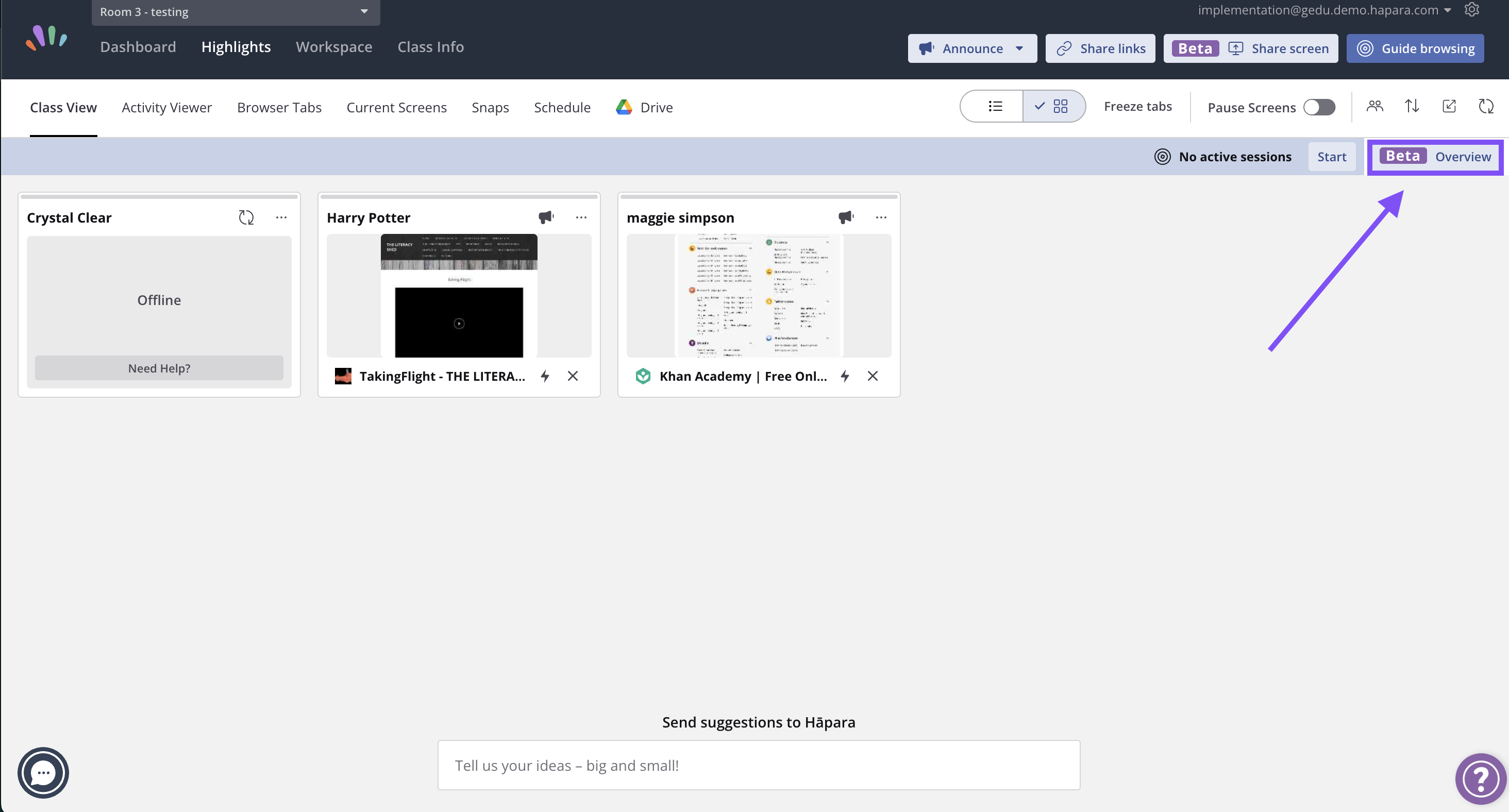 Highlights - Class View – Hapara Support
