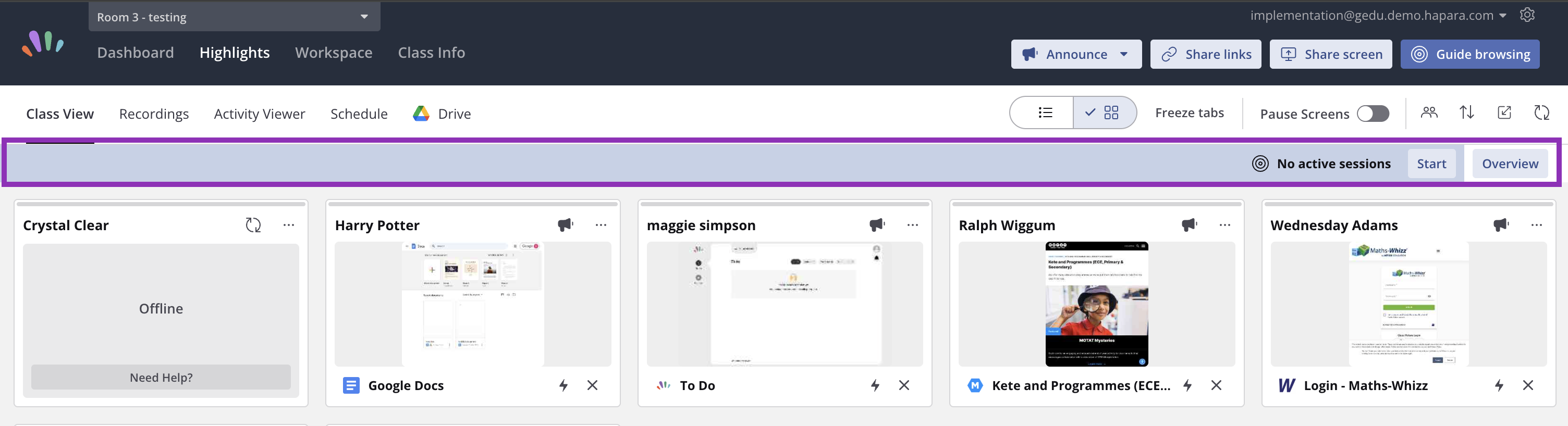 Highlights: Class View – Hapara Support